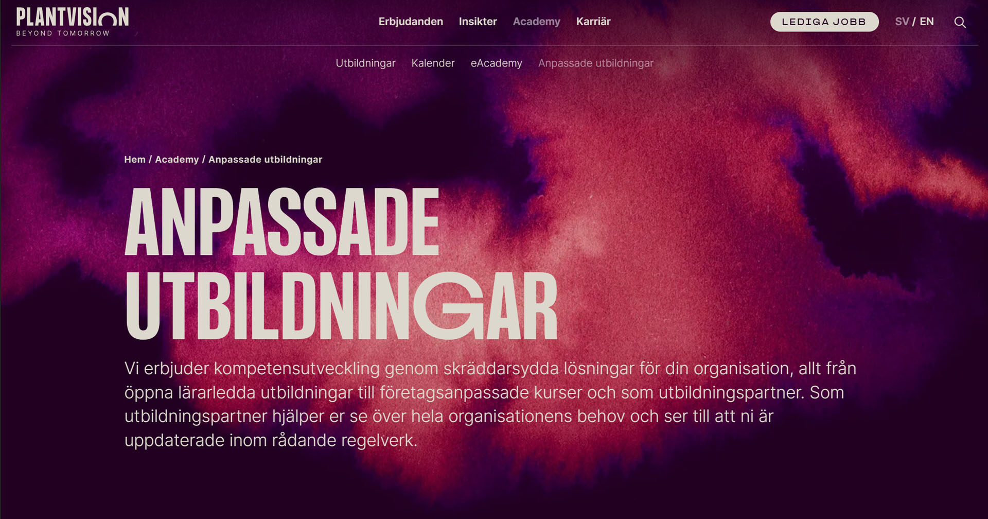 Anpassade utbildningar | Plantvision